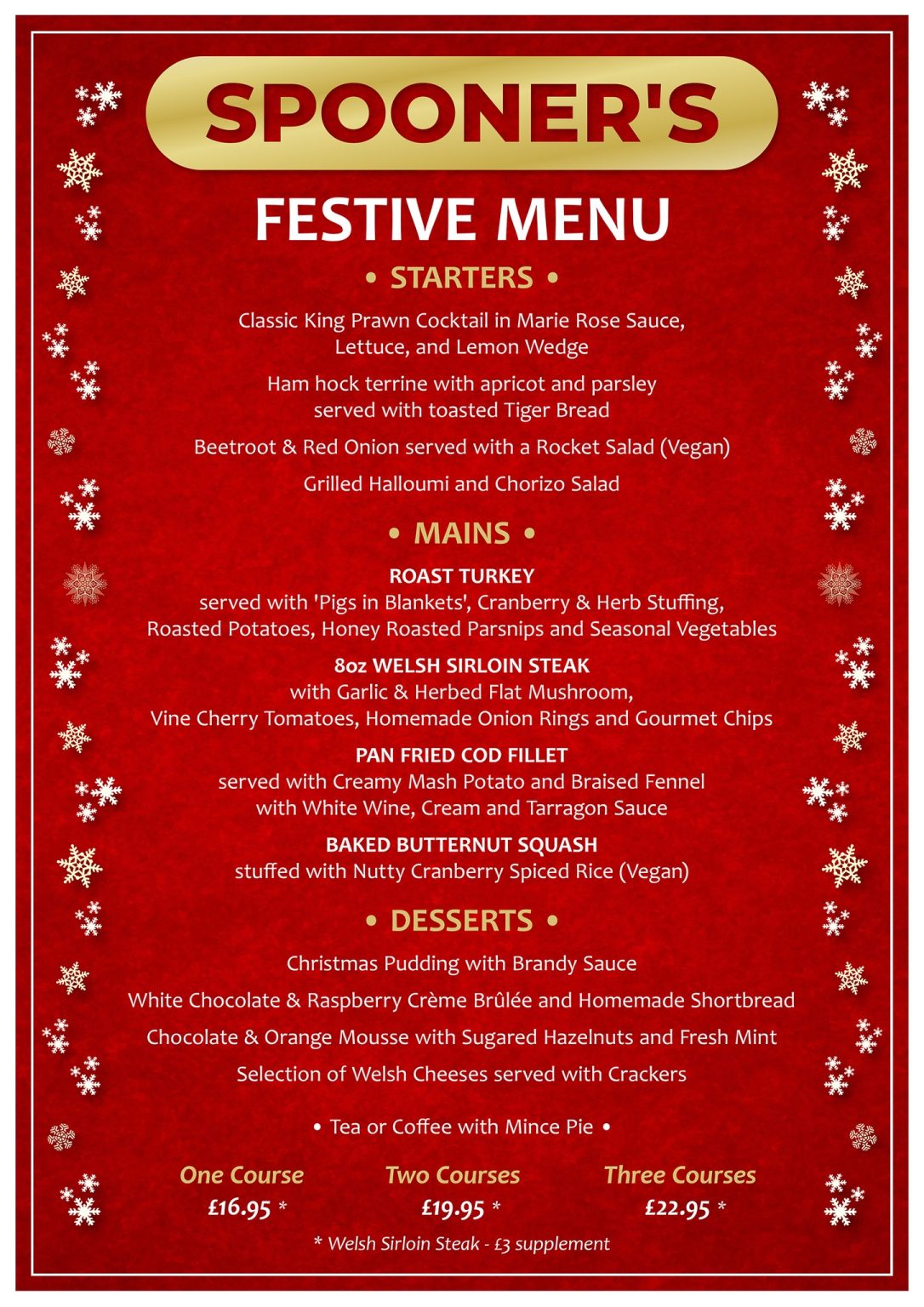 Spooner’s Festive Menus – Spooner's Porthmadog