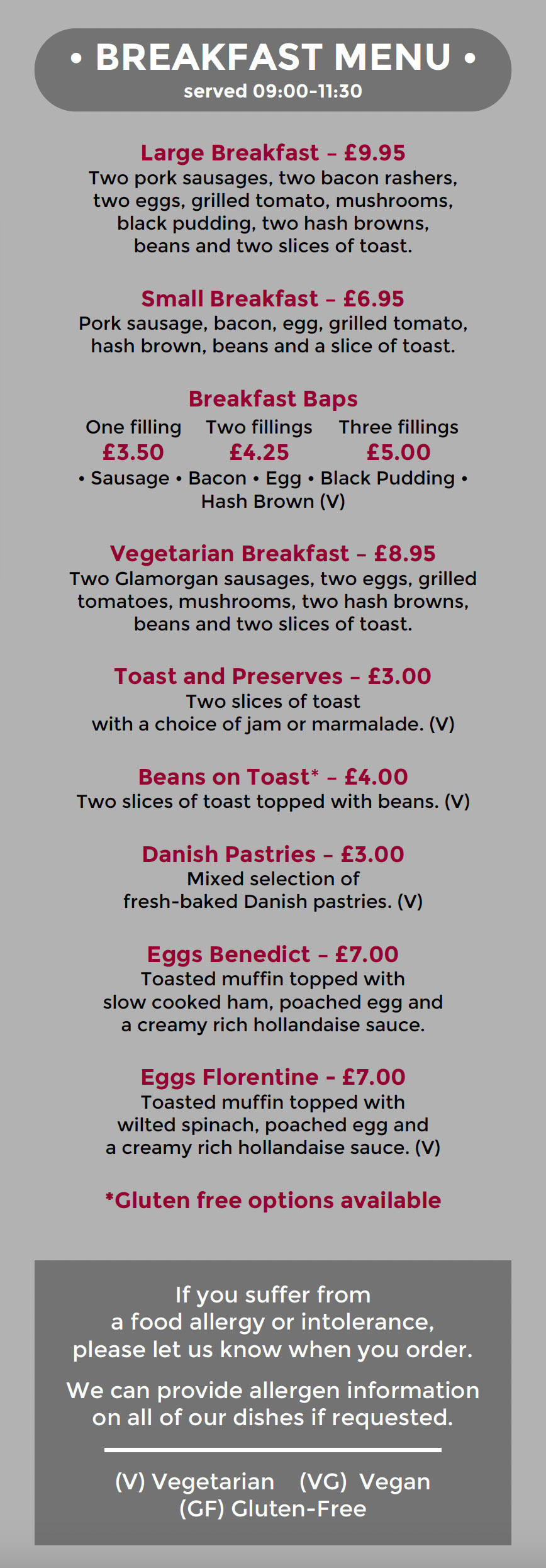 Menu – Spooner's Porthmadog