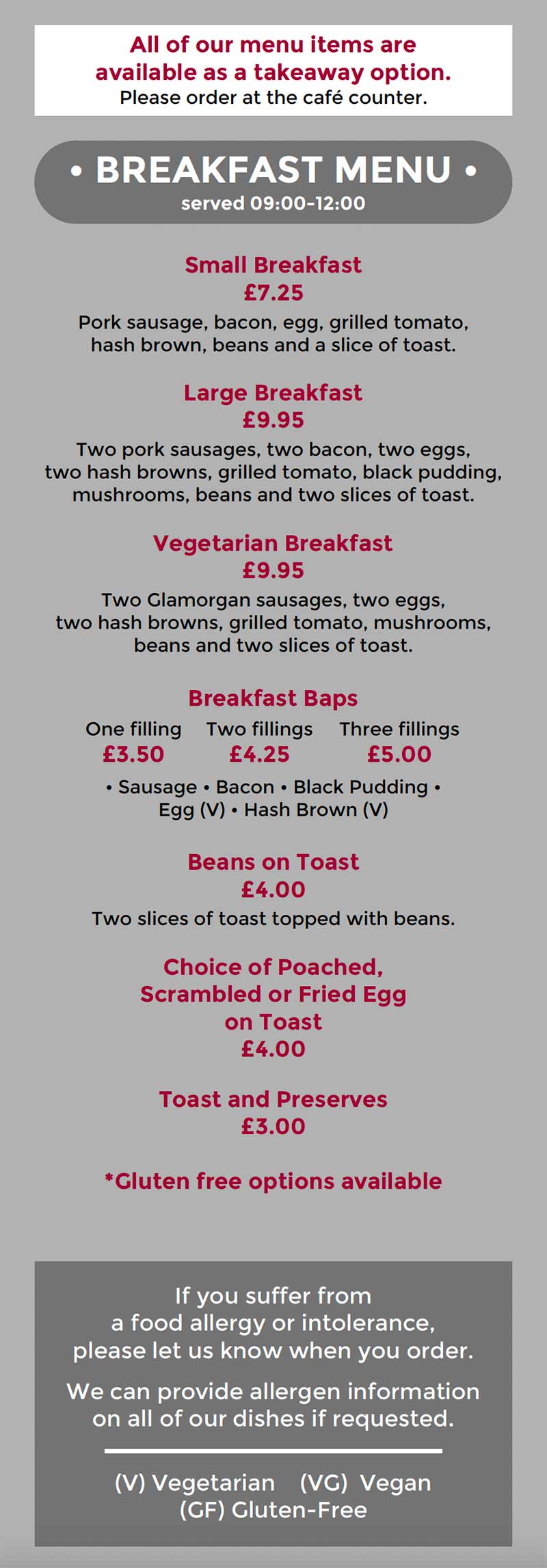 Menu – Spooner's Porthmadog